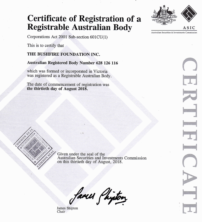 ORGANISATION OVERVIEW – The Bushfire Foundation Inc